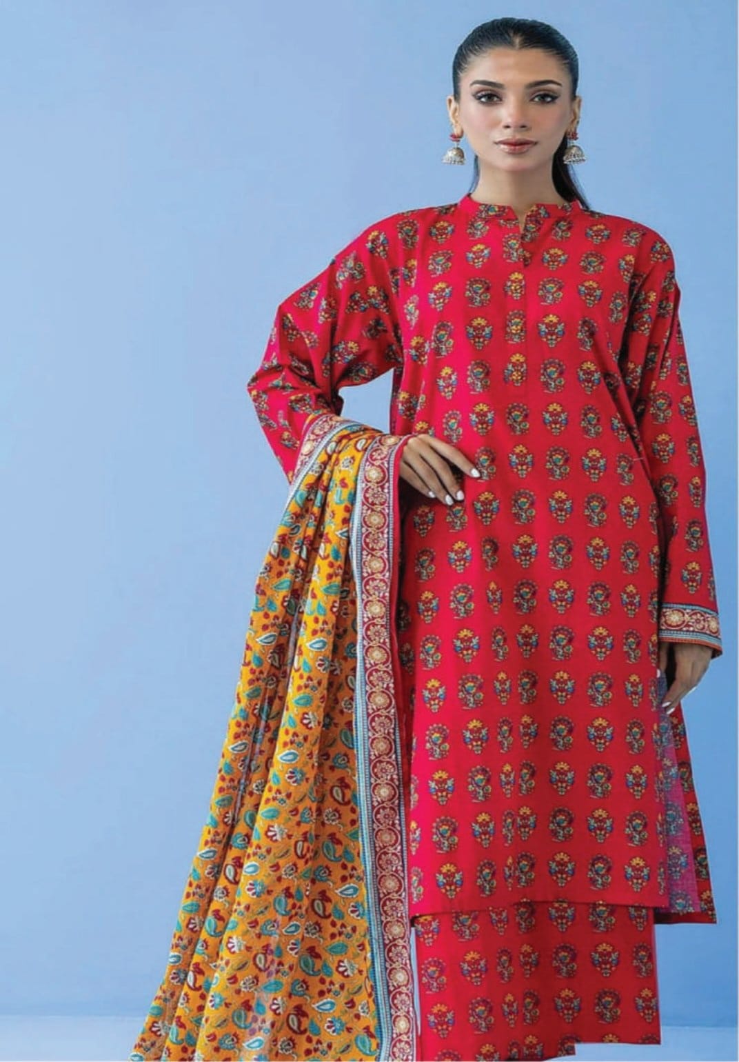 Jaffrani Unstitched Printed Lawn 3pc JAFRANI-PL-3PC-125 Branded Cut Pieces